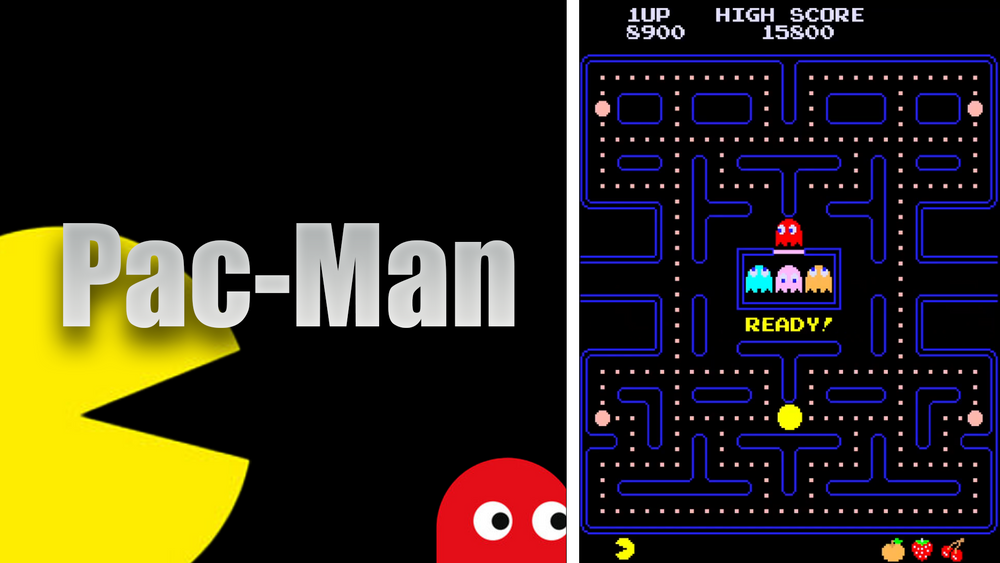 Pacman and Miss Pacman. Learn about these retro video games here.